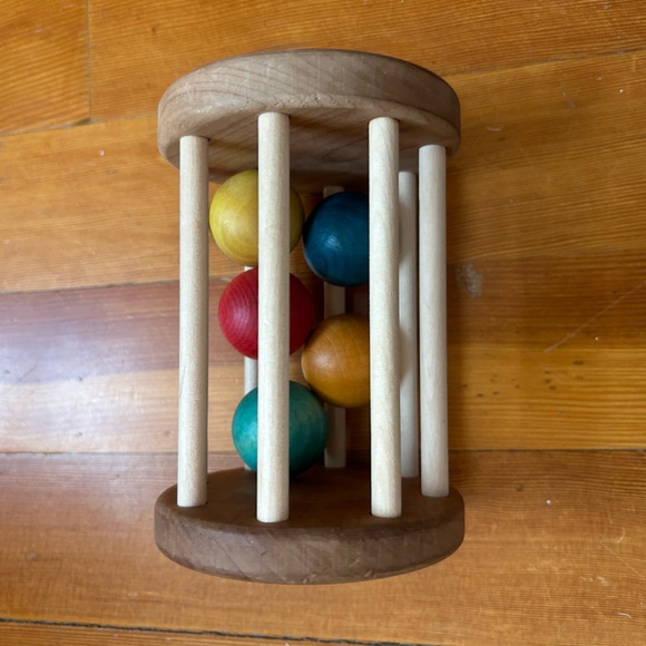 montessori | Toys | Montessori Wooden Rolling Ball Drum Infant Sensory ...